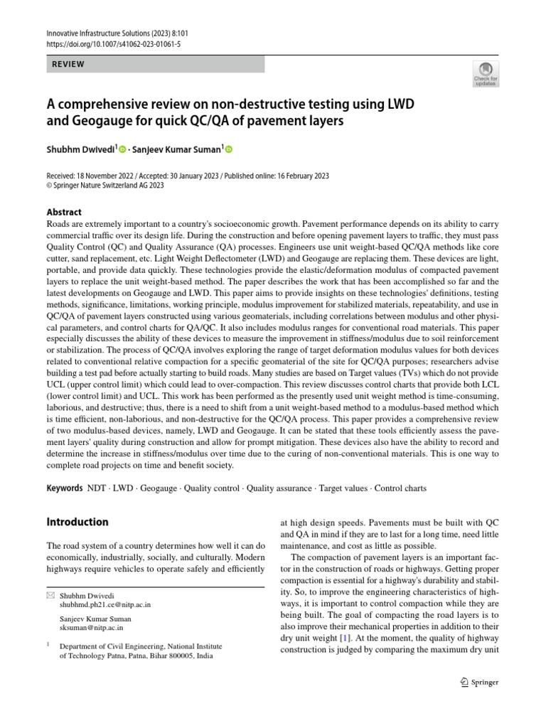 A Comprehensive Review On Non Destructive Testing Using LWD and ...