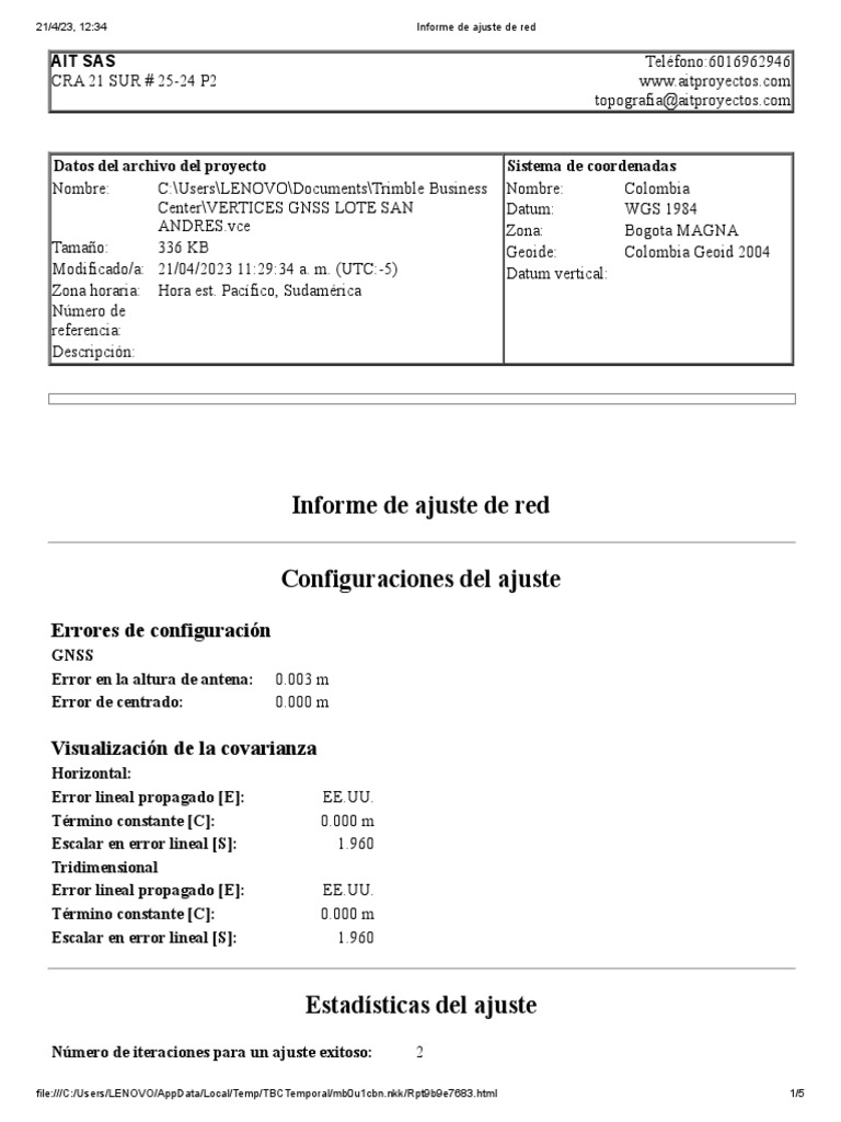 Informe de Ajuste de Red | PDF