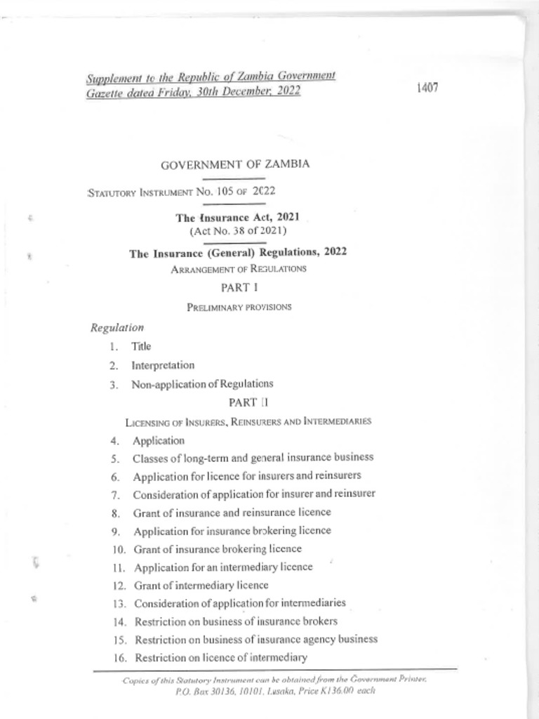 Insurance (General) Regulations, 2022 PDF | PDF