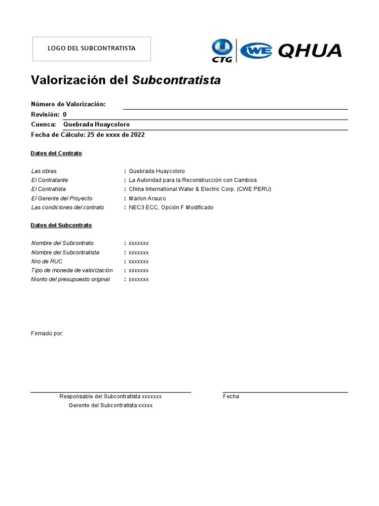 Formato de Valorización | PDF