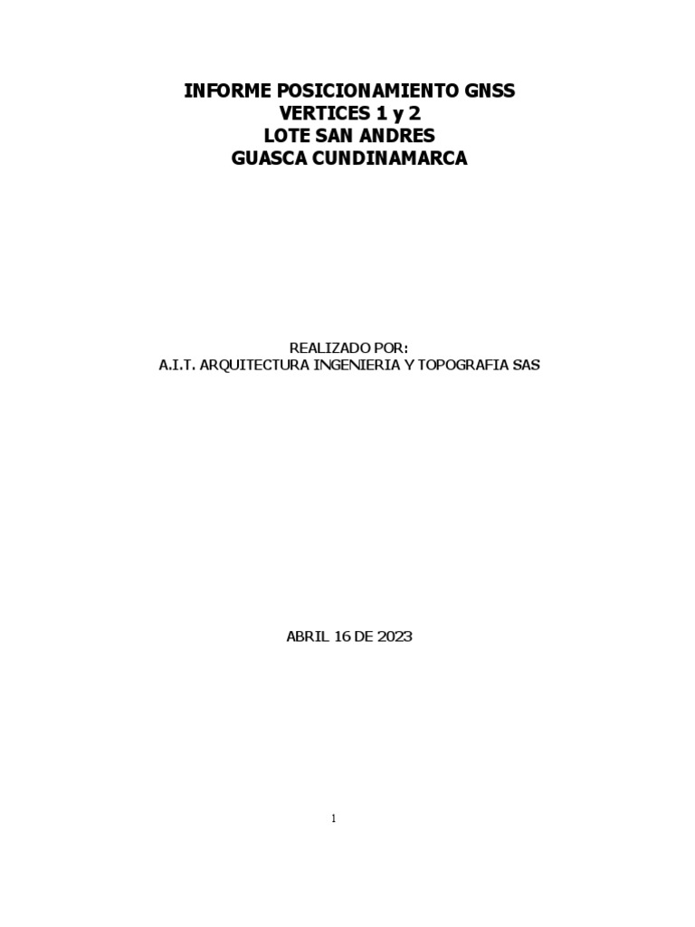 Informe GNSS San Andrés Guasca | PDF | Sistema de Posicionamiento Global | Datos geográficos e ...