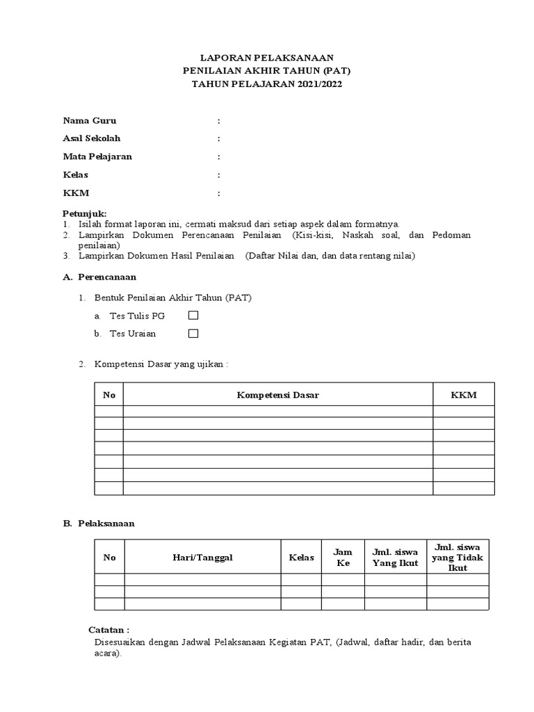 Laporan-PAT TP 2021-2022 | PDF