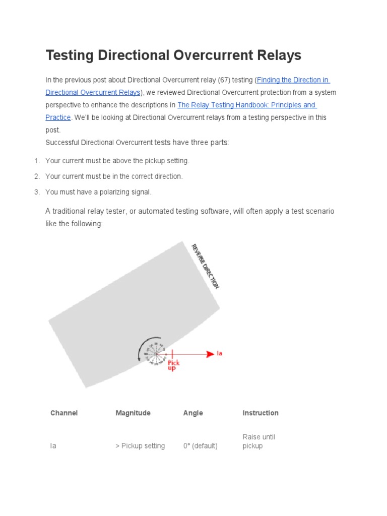 How To Test Directional Relays | PDF | Relay | Electrical Engineering
