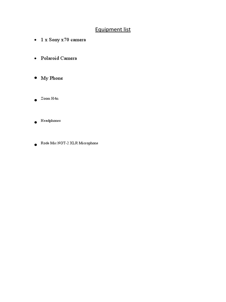 Equipment List PDF