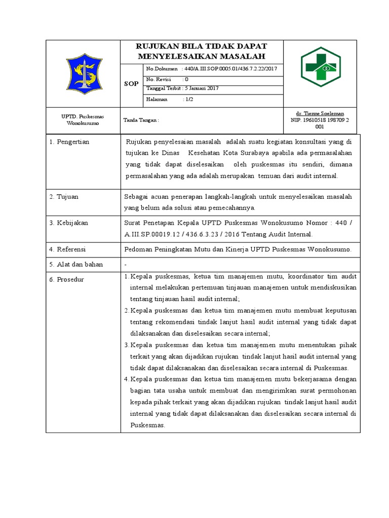 Sop Rujukan Bila Tidak Dapat Menyelesaikan Masalah | PDF
