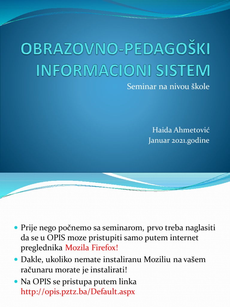 OBRAZOVNO-PEDAGOŠKI INFORMACIONI SISTEM(1) | PDF