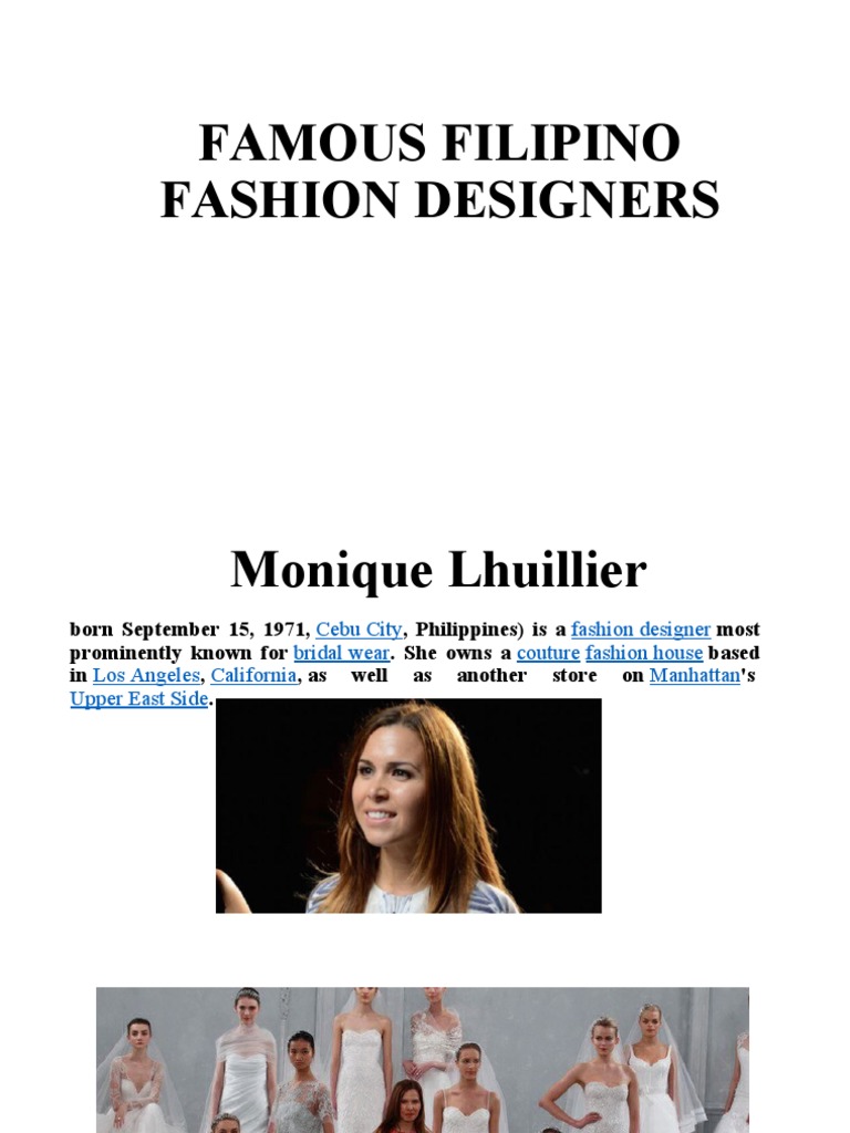 Famous Filipino Fashion Designers | PDF