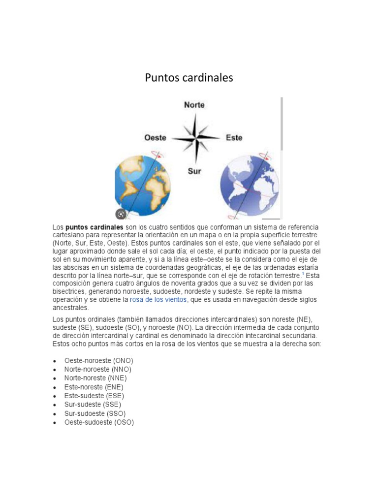 Puntos Cardinales y Ordinales | PDF