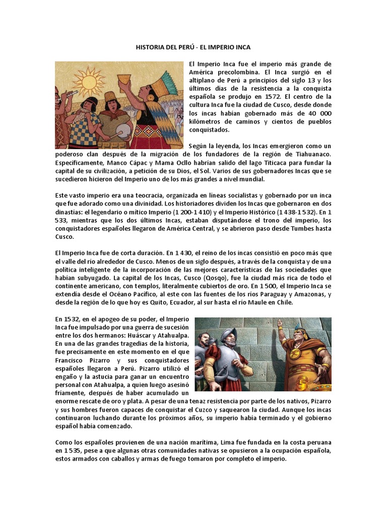 Historia Del Perú | PDF | Imperio Inca | Francisco Pizarro