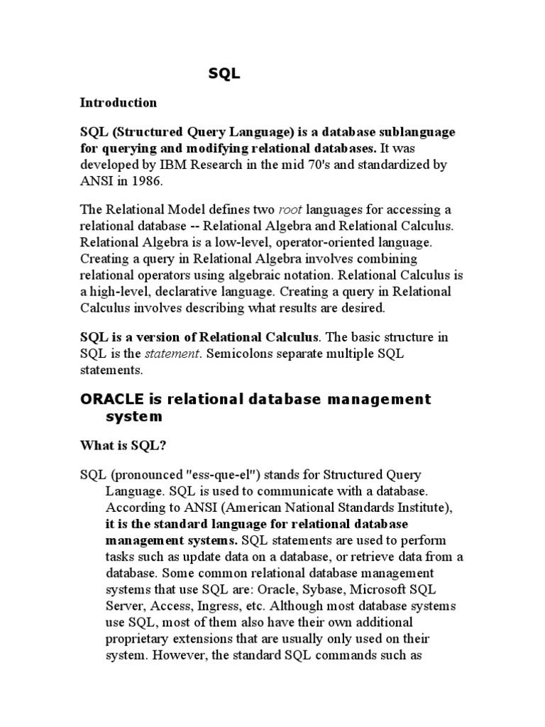 SQL Part1 | PDF | Sql | Relational Database