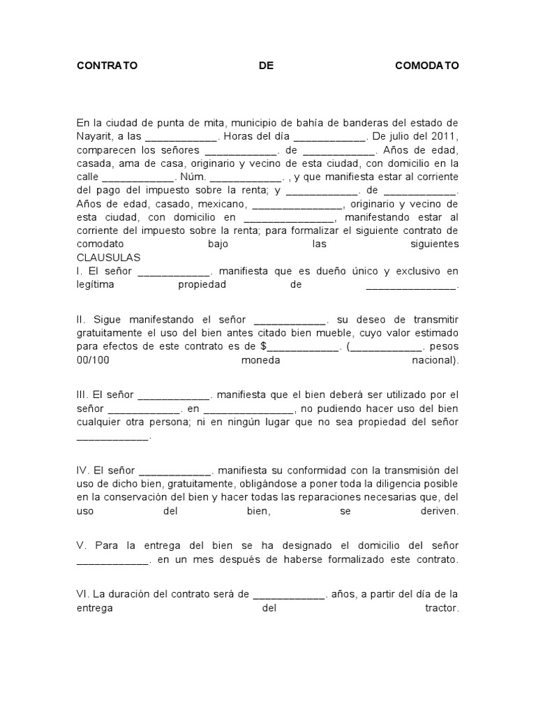 Contrato de Comodato | PDF