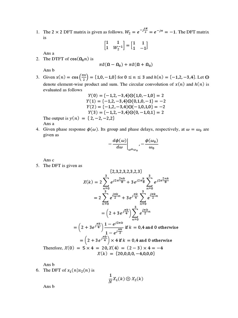 Solution SAS 2023 12 | PDF | Discrete Fourier Transform | Functions And ...