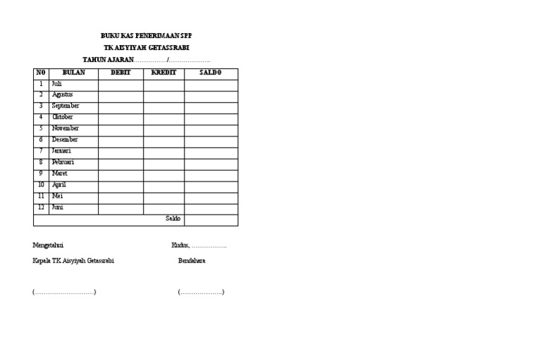 Buku Kas Penerimaan SPP | PDF