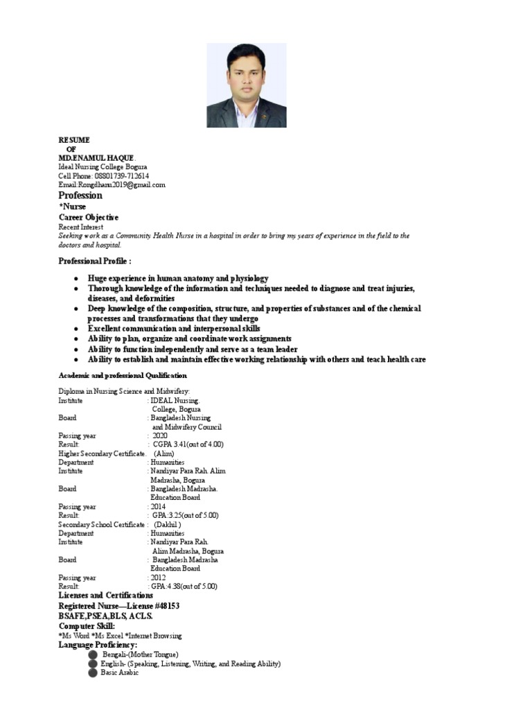 Community Nurse CV-Demo | PDF | Nursing | Patient