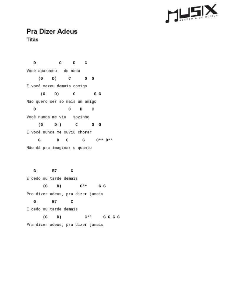 Pra Dizer Adeus - Titãs | PDF