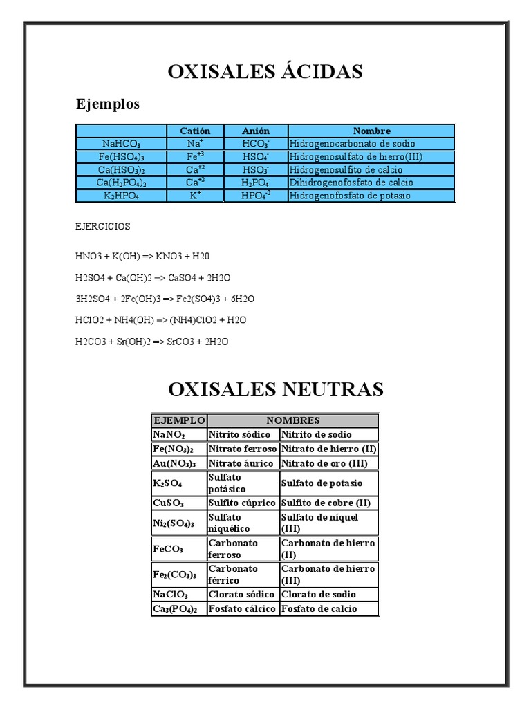 OXISALES ÁCIDAS | PDF