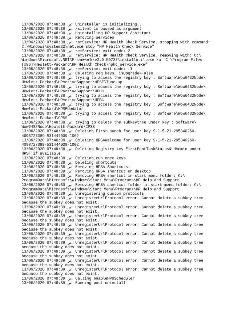 HPSA Uninstall 2020887572 | PDF | Windows Registry | Microsoft Windows