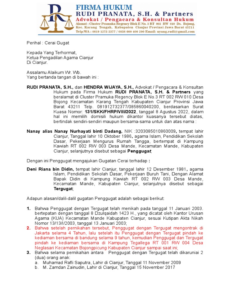 Gugatan Cerai Nanay Nurhayati di Cianjur | PDF | Politik