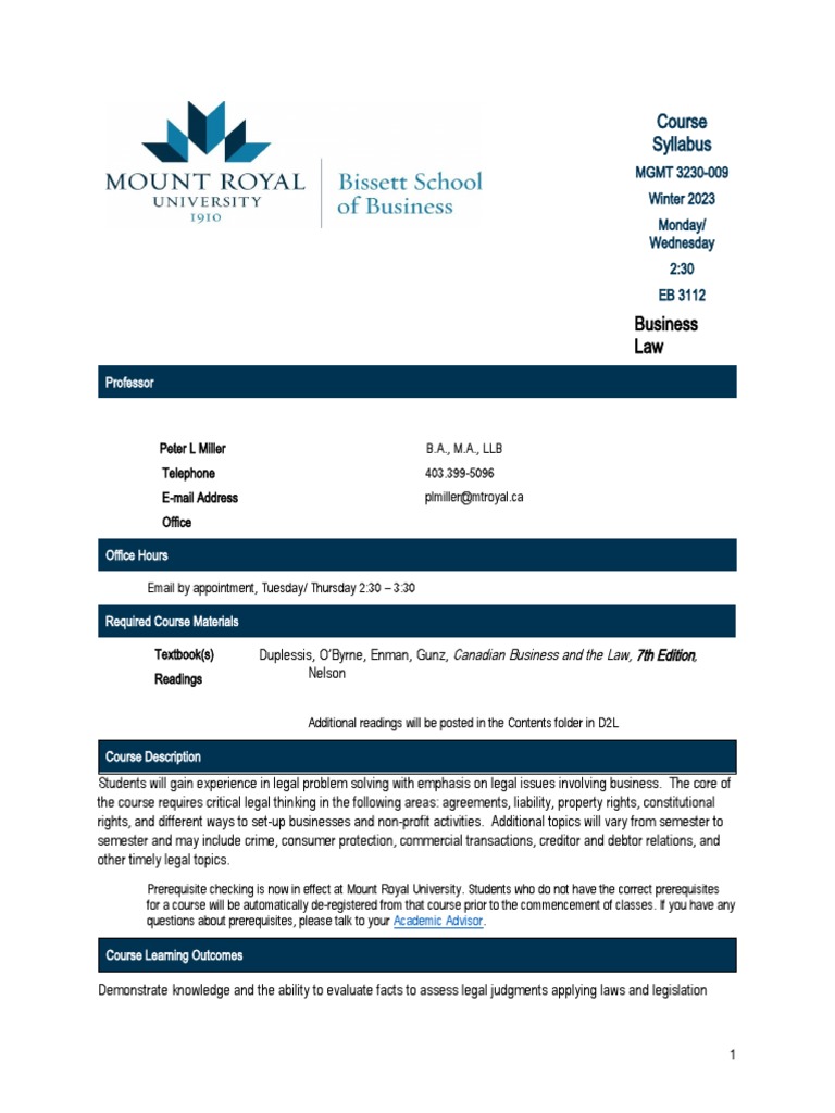 BSB Course Outline Winter 2023 009 WIP | PDF | Turnitin | Academic Term