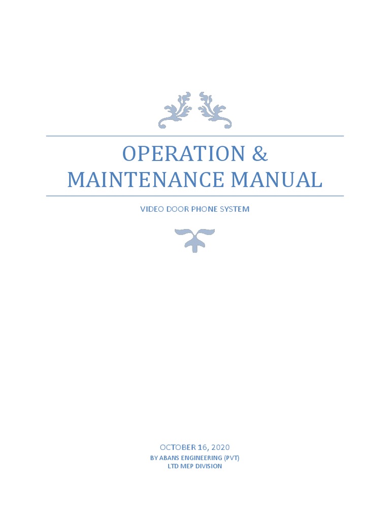 VDP SYSTEM O&M Manual | PDF | Electrical Wiring | Elevator