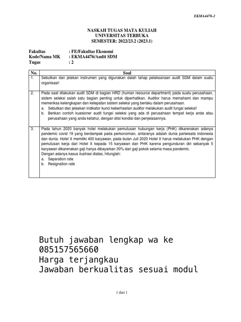 Soal Ekma4476 Tmk2 2 | PDF | Bisnis