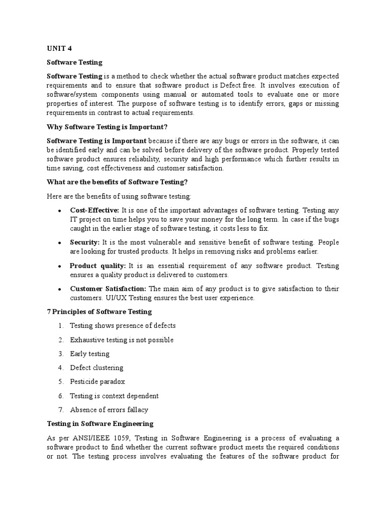 Unit 4 Se Download Free Pdf Software Testing Unit Testing 5011