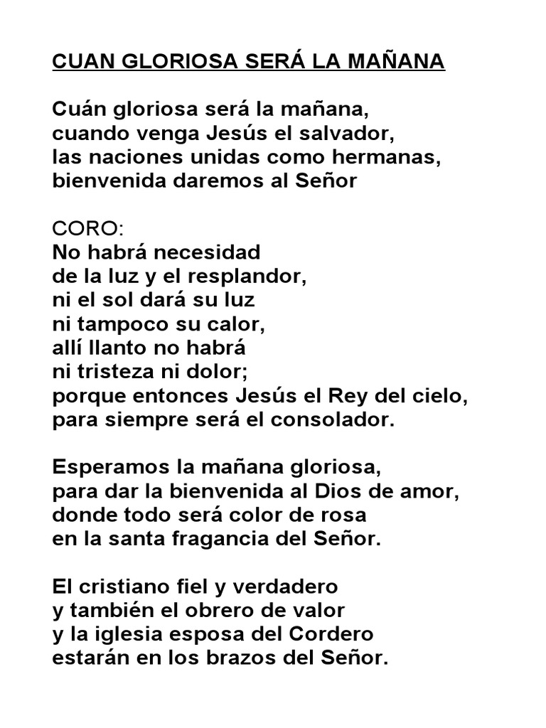 Cuan Gloriosa Será La Mañana | PDF