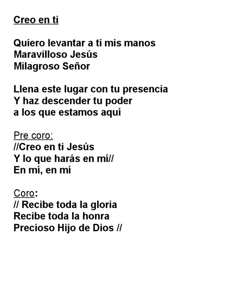 Creo en Ti: Letra y Alabanza | PDF