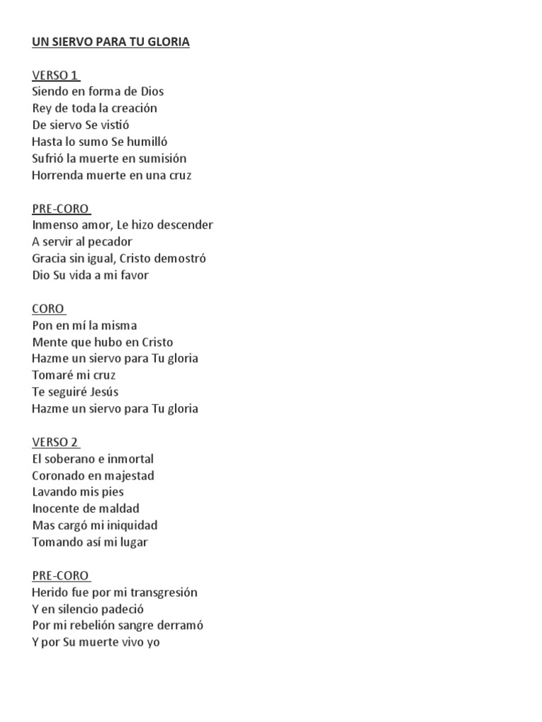 UN SIERVO PARA TU GLORIA.docx | PDF