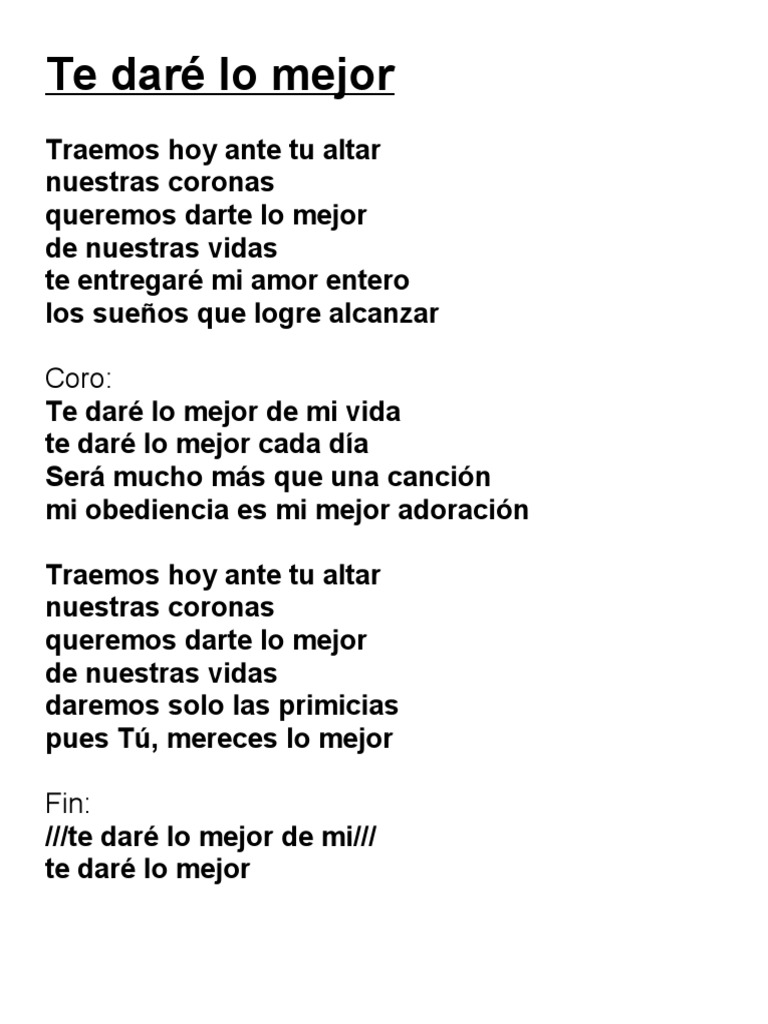 Te daré lo mejor.docx | PDF