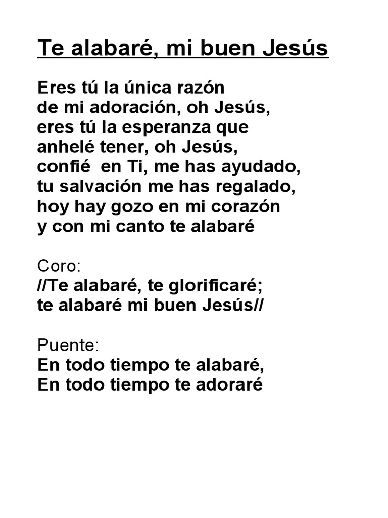 Te Alabaré Mi Buen Jesús | PDF