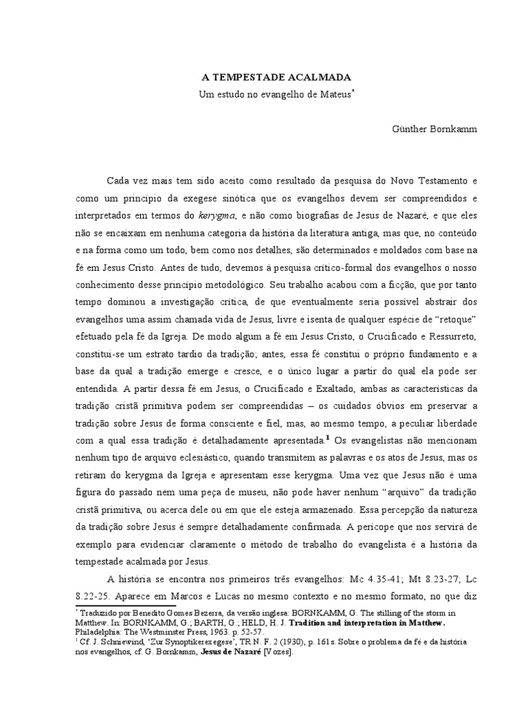 Acalmando a Tempestade em Mateus | PDF | Jesus | Evangelhos