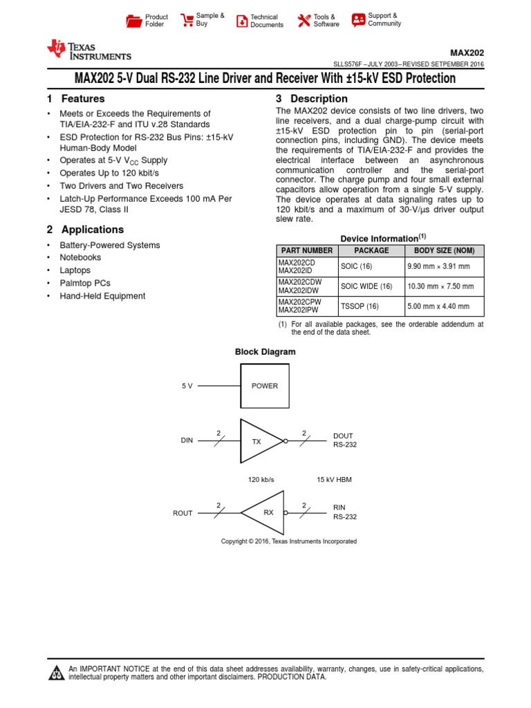 Max 202 | PDF | Capacitor | Electrostatic Discharge