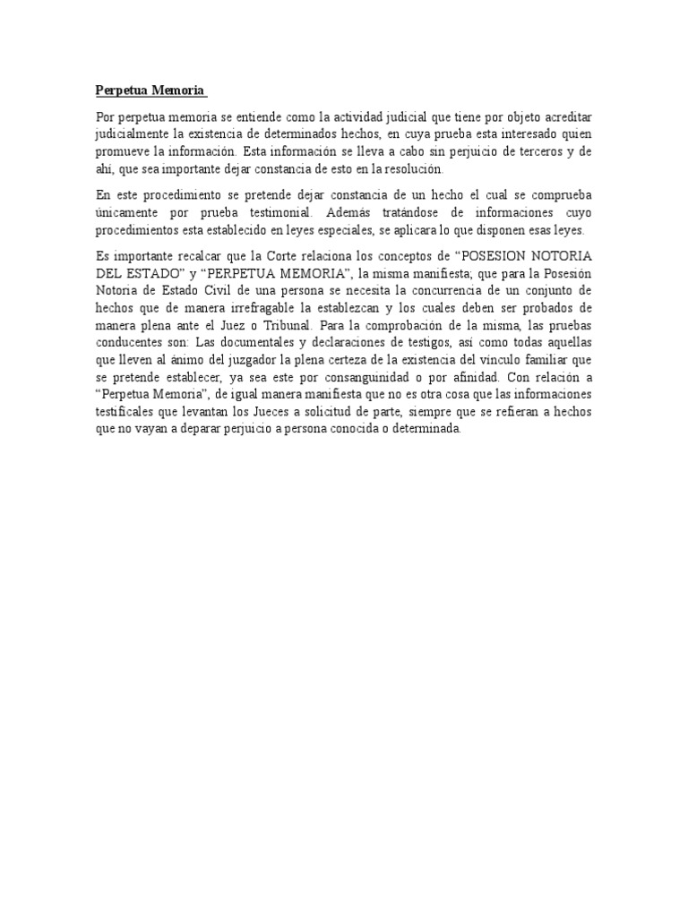 Definición de Perpetua Memoria | PDF | Derecho