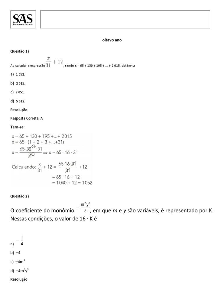 Oitavo Ano ÁLGEBRA | PDF | Tempo | Floresta Amazônica