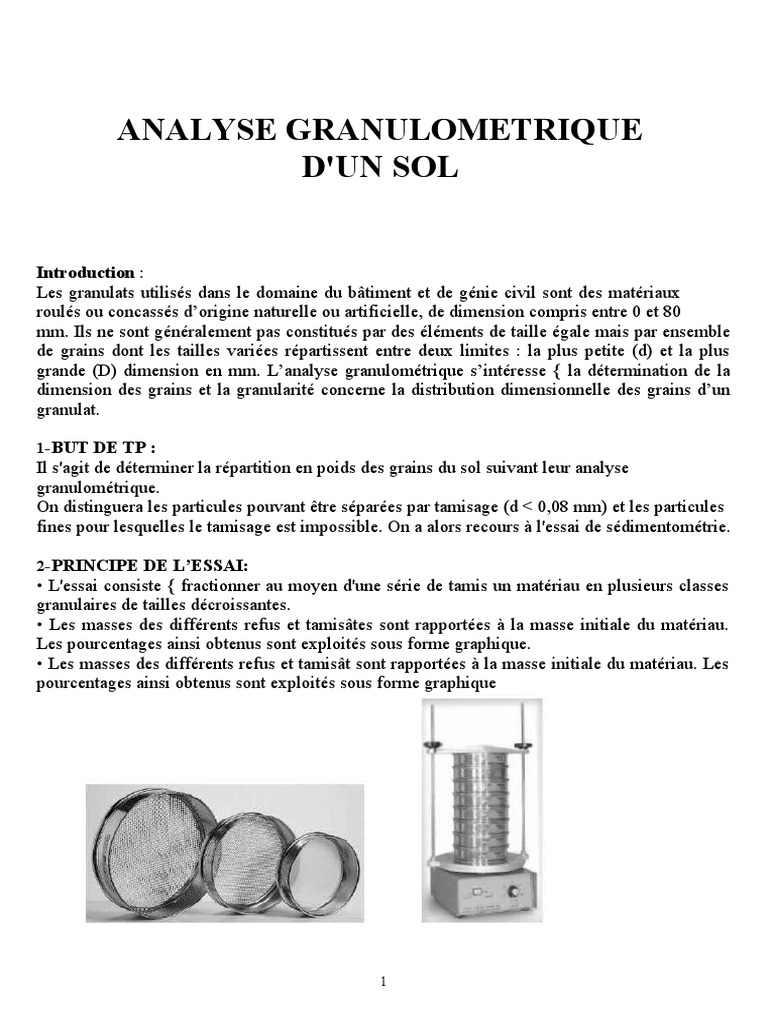 Analyse Granulométrique du Sol | PDF | Sciences physiques | Matériaux