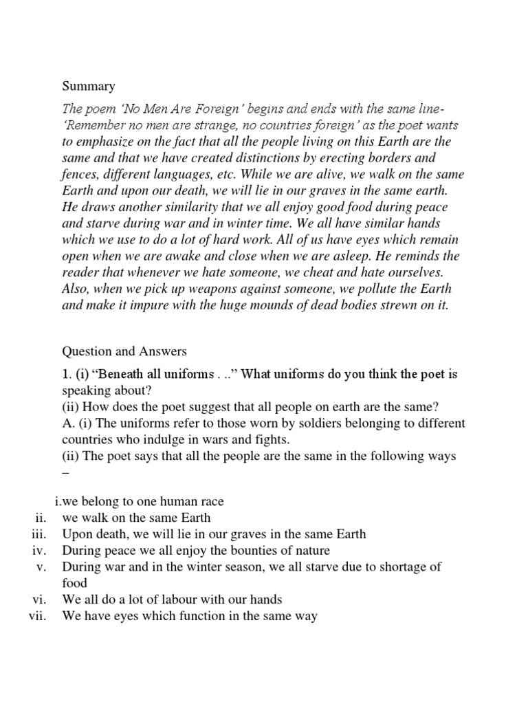 Universal Brotherhood in "No Men Are Foreign" | PDF | Clothing | Costume