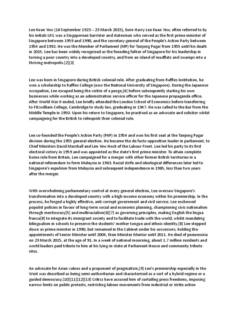 The Founding Father of Singapore: A Biography of Lee Kuan Yew from His Early Life and Education ...