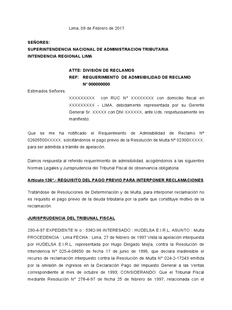 Requerimiento de Admisibilidad | PDF