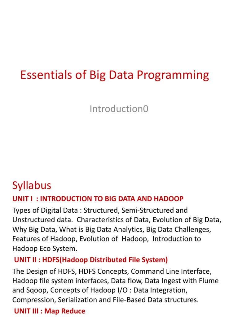 Unit I EBDP 2022 | PDF | Apache Hadoop | Big Data