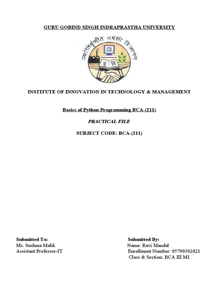 Ravi Bca Iii M1 Python Practical File Pdf String Computer Science Python Programming