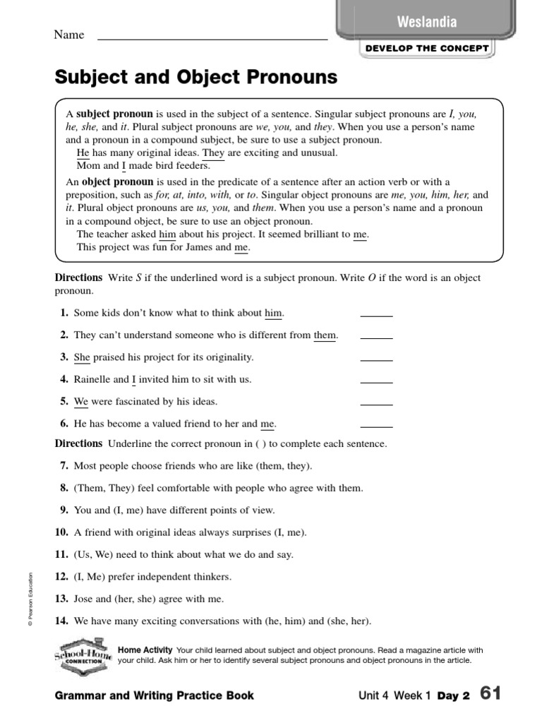 061-064 Grammar Subject and Object Pronouns PDF | Download Free PDF ...