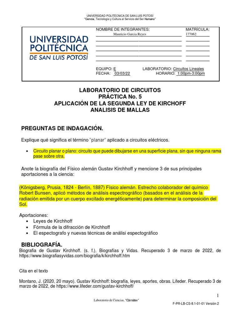 Análisis De Mallas Y Kirchhoff En Circuitos Pdf Informática