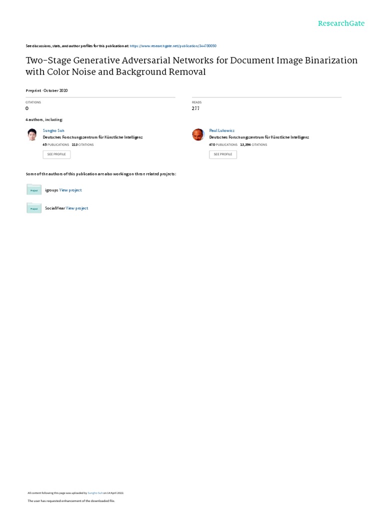 Two-Stage Generative Adversarial Networks For Docu PDF | PDF | Optical Character Recognition ...