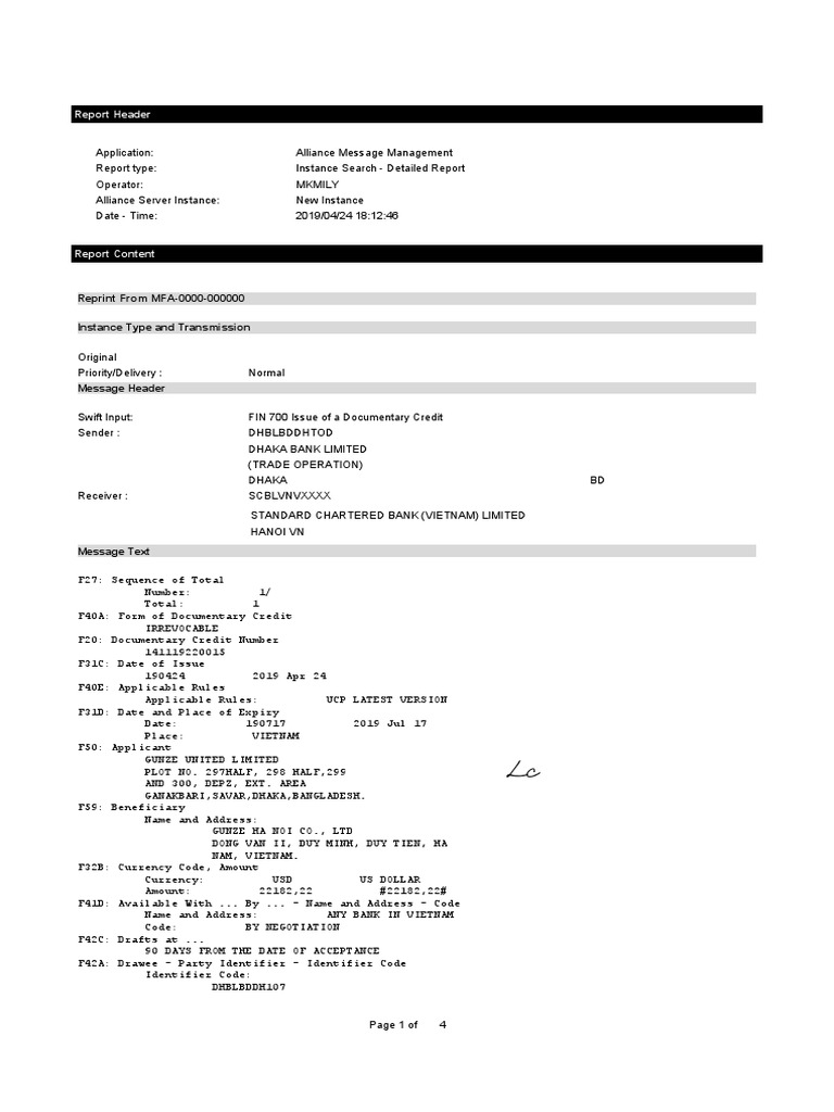 LC Sample 1 Highlighted PDF | PDF | Cargo | Freight Transport