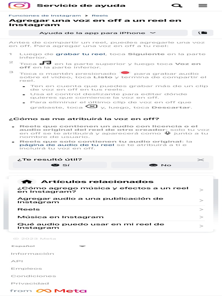 Agregar Una Voz en Off A Un Reel en Instagram Servicio de Ayuda de Instagram PDF | PDF