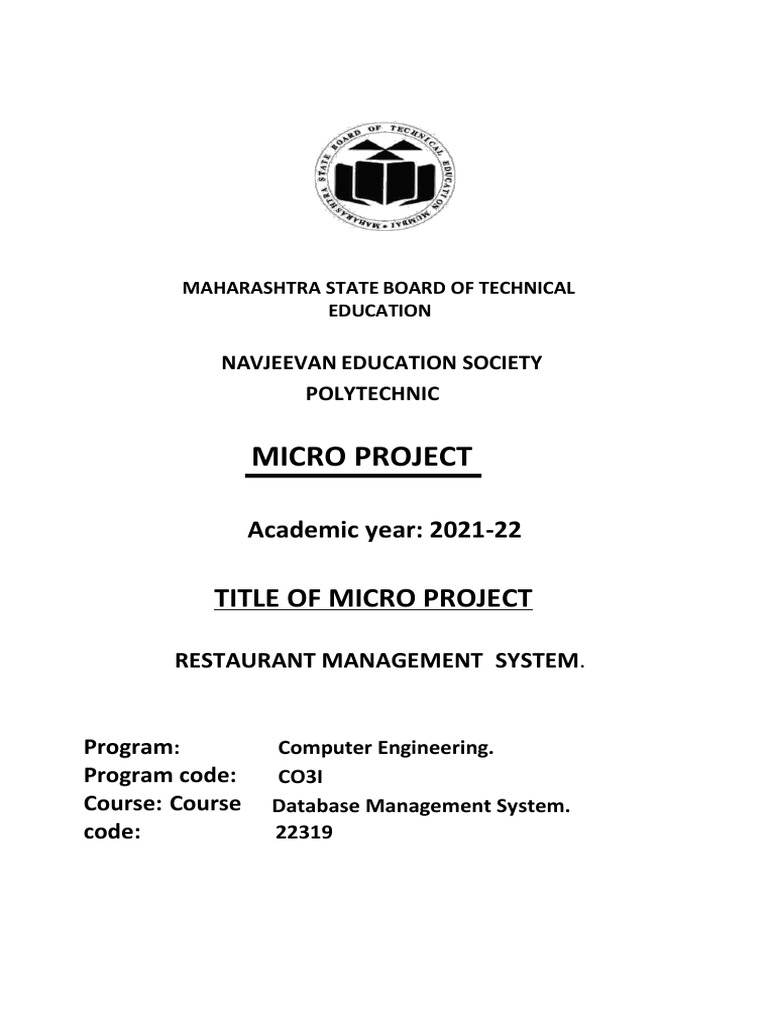 DBMS Micro Project | PDF | Databases | Relational Model