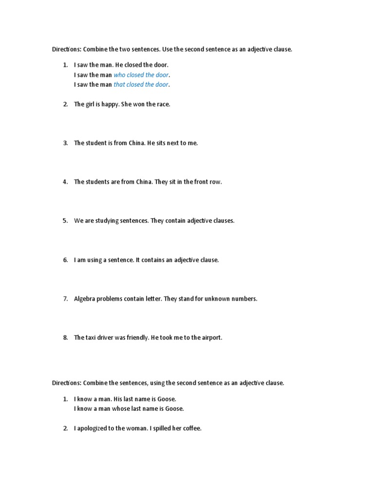 Relative Clause | PDF | Adjective | Comma