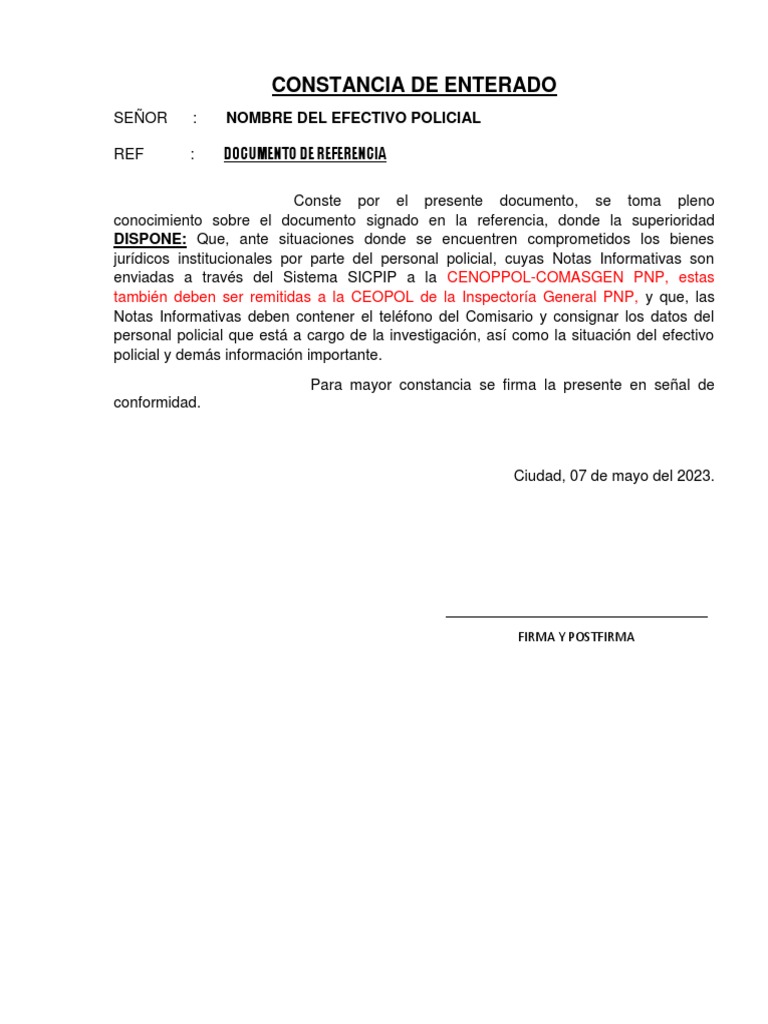 Constancia de Enterado PDF | PDF