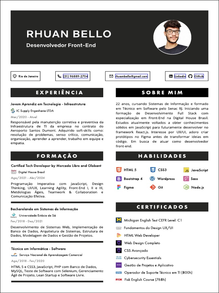 CV Rhuanbello PDF | PDF | Script Java | Framework de software